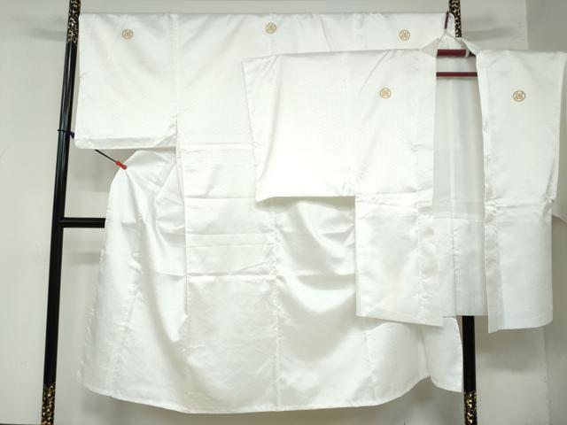 平和屋着物●男性　色紋付　長羽織セット　紗綾型地紋　白色　キングサイズ　洗える着物　未使用　DAAZ7302ud