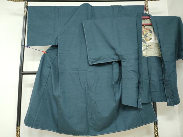 平和屋着物●男性　紬　アンサンブル　長羽織　鉄色　正絹　逸品　未使用　DAAZ7303ud