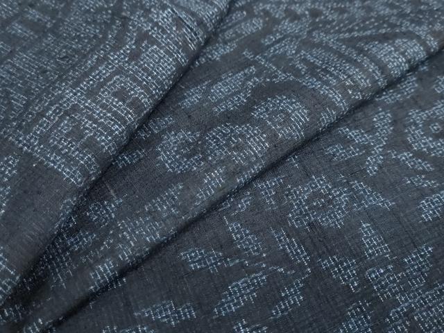 平和屋着物●結城紬　100亀甲　風景草花文　正絹　逸品　DAAZ7310ud