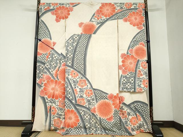 平和屋着物●名門　藤娘きぬたや・総絞り　振袖　吉祥花唐草文　正絹　逸品　DAAZ7323ud