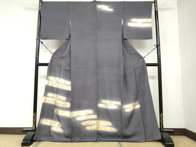 平和屋着物●東京手描友禅　安達雅一　訪問着　エ霞草花文　暈し染め　金彩　正絹　逸品　DAAZ7348ud