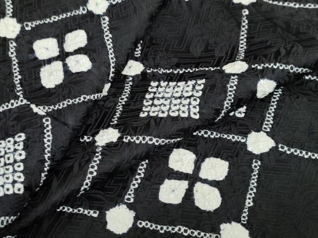 平和屋着物●上質な小紋　絞り　花菱文　黒地　正絹　逸品　DAAZ7351ud
