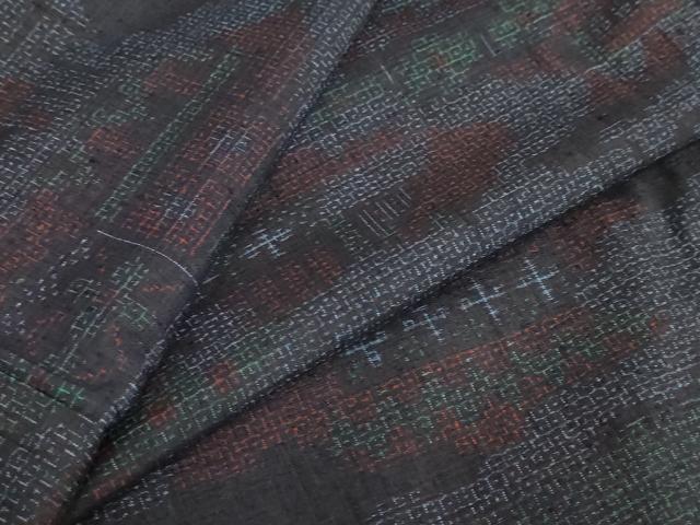 平和屋着物●本場結城紬　重要無形文化財　80亀甲　雲霞抽象文様　正絹　逸品　DAAZ7352ud
