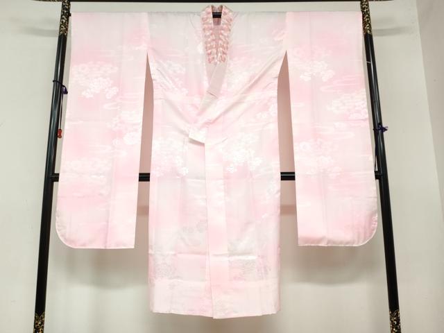 平和屋着物●振袖用長襦袢　無双仕立て　草花地紋　暈し染め　半衿刺繍　洗える着物　DAAZ7361ud