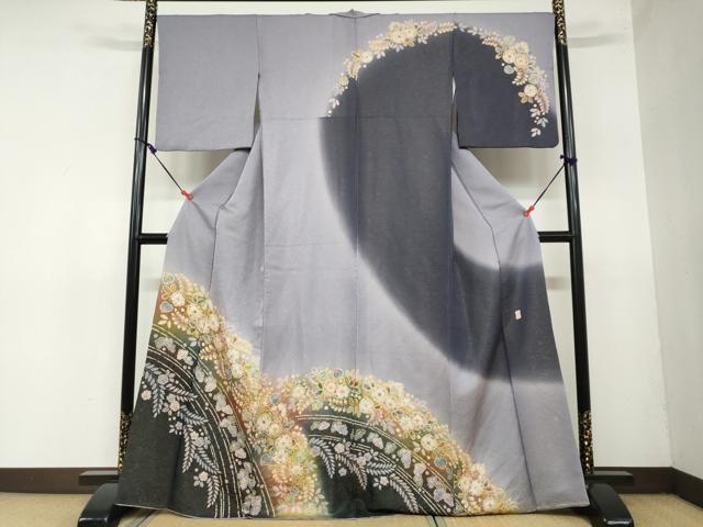 平和屋着物●越後十日町の一流染匠　桐屋・翠山工房　徳永憲峯　訪問着　辻が花　暈し染め　金彩　金通し地　正絹　逸品　DAAZ7377ud