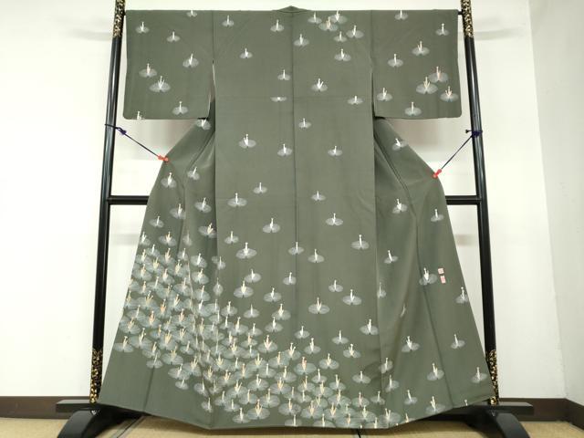 平和屋着物●京加賀友禅　百貫達雄　訪問着　松葉文　正絹　逸品　DAAZ7395ud