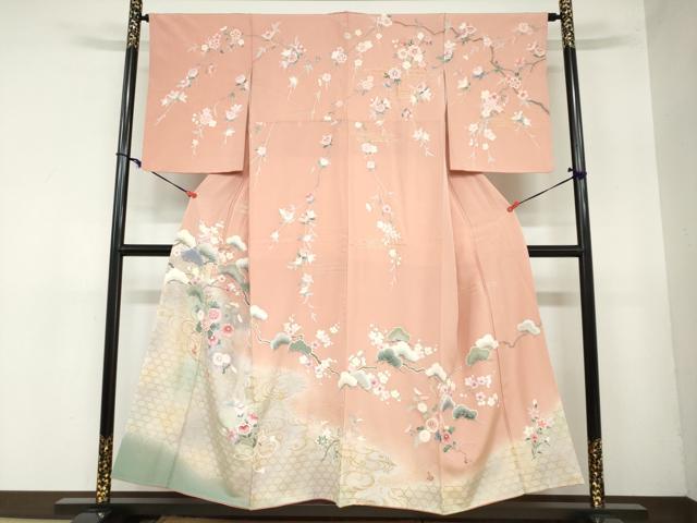 平和屋着物●訪問着　流水草花文　暈し染め　金彩　正絹　逸品　DAAZ7400ud