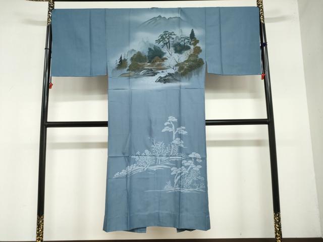 平和屋着物●男性　長襦袢　無双仕立て　風景樹林文　洗える着物　DAAZ7442ud