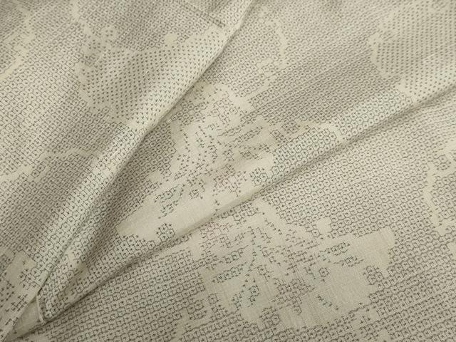 平和屋着物●結城紬　100亀甲　雪輪草花文　正絹　逸品　未使用　DAAZ7462ud