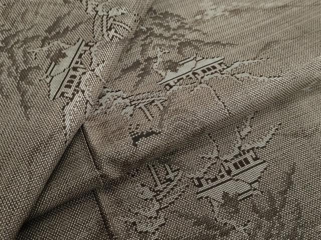 平和屋着物●本場大島紬　9マルキ　風景文　正絹　逸品　DAAZ7486ud