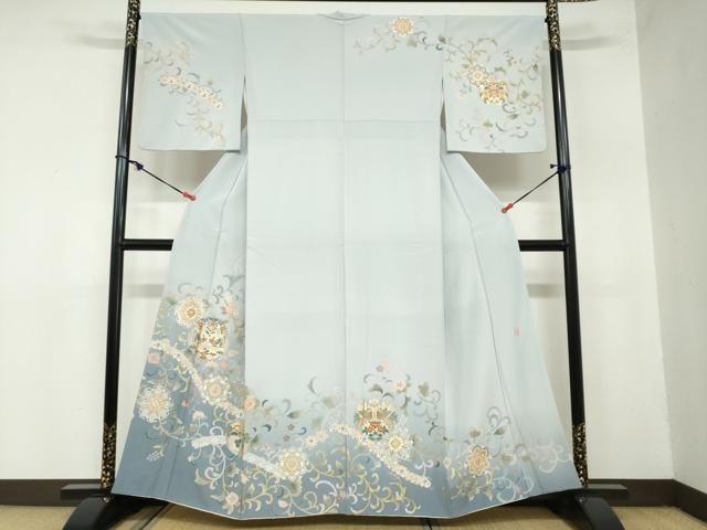 平和屋着物●訪問着　作家物　駒刺繍　鳳凰草花文　暈し染め　金銀彩　正絹　逸品　DAAZ7487ud