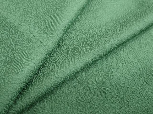 平和屋着物●上質な色無地　舞花地紋　薄緑色　正絹　逸品　DAAZ7493ud