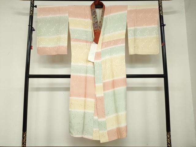 平和屋着物●長襦袢　袷　舞桜地紋　暈し染め　鈴乃屋扱い　半衿刺繍　正絹　逸品　未使用　DAAZ7523ud