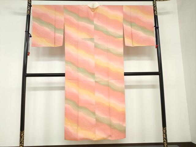 平和屋着物●長襦袢　袷　花唐草地紋　暈し染め　正絹　逸品　DAAZ7574ud