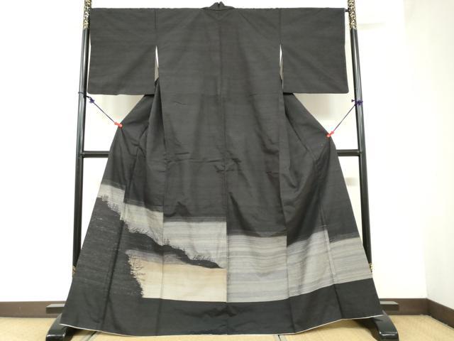 平和屋着物●訪問着　紬地　樹林風景文　シルエット　正絹　逸品　DAAZ7583ud