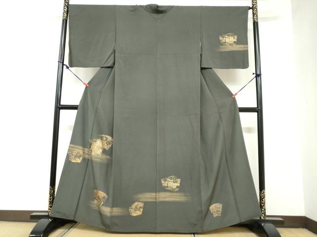 平和屋着物●訪問着　竹屋町刺繍　地紙草花文　暈し染め　金彩　正絹　逸品　DAAZ7605ud