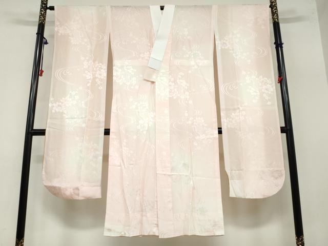 平和屋着物●振袖用長襦袢　無双仕立て　流水草花地紋　暈し染め　正絹　逸品　DAAZ7608ud