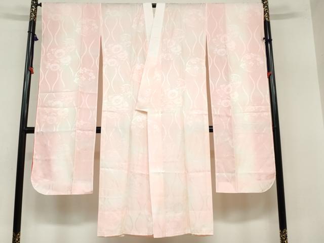 平和屋着物●振袖用長襦袢　無双仕立て　立涌草花丸地紋　暈し染め　正絹　逸品　未使用　DAAZ7609ud