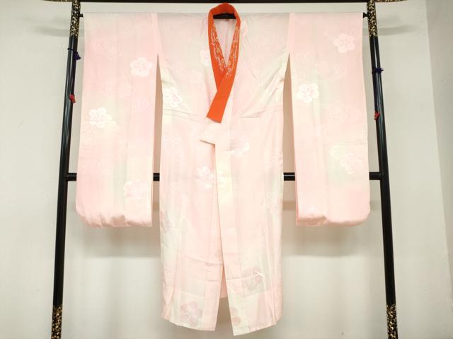 平和屋着物●振袖用長襦袢　無双仕立て　流水舞花地紋　暈し染め　半衿刺繍　正絹　逸品　DAAZ7612ud