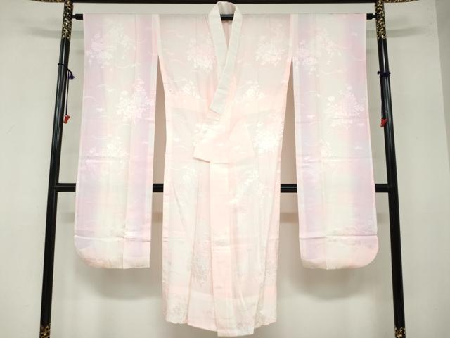 平和屋着物●振袖用長襦袢　無双仕立て　貝桶草花地紋　暈し染め　正絹　逸品　DAAZ7616ud