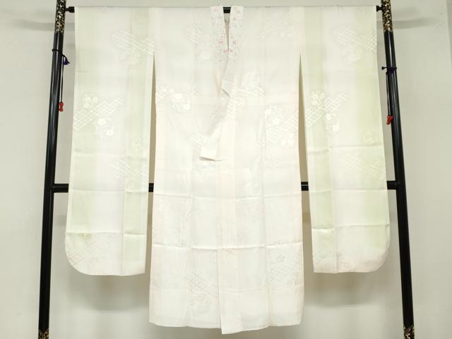 平和屋着物●振袖用長襦袢　袷　草花丸地紋　半衿刺繍　正絹　逸品　DAAZ7634ud