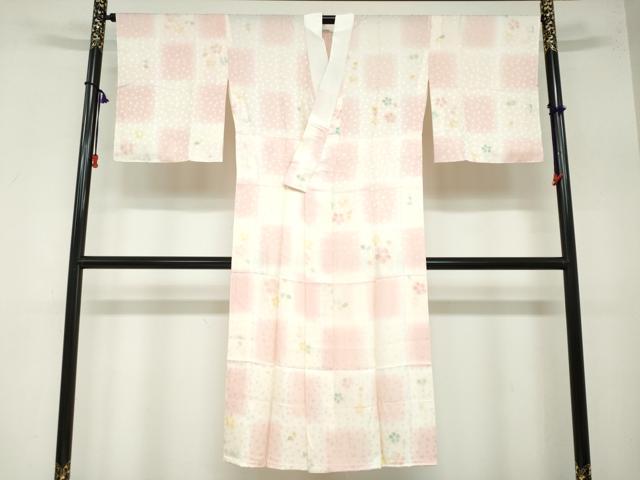 平和屋着物●長襦袢　無双仕立て　市松舞花文　暈し染め　正絹　逸品　未使用　DAAZ7642ud