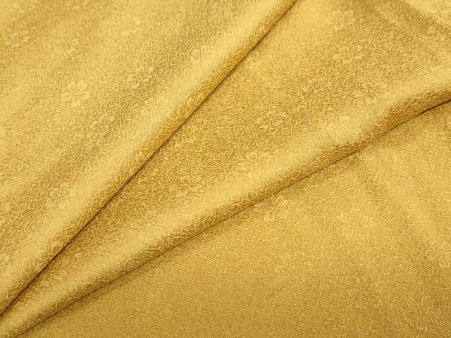 平和屋着物●上質な色無地　花尽くし地紋　山吹茶色　正絹　逸品　DAAZ7648ud