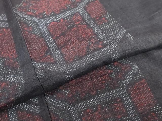 平和屋着物●本場結城紬　重要無形文化財　100亀甲　飛び亀甲柄　貝桶草花文　正絹　逸品　DAAZ7704ud