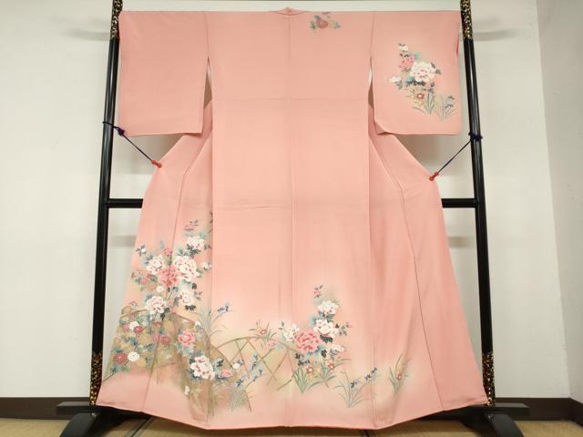 平和屋着物●訪問着　草花籬文　暈し染め　金銀彩　正絹　逸品　DAAZ7709ud