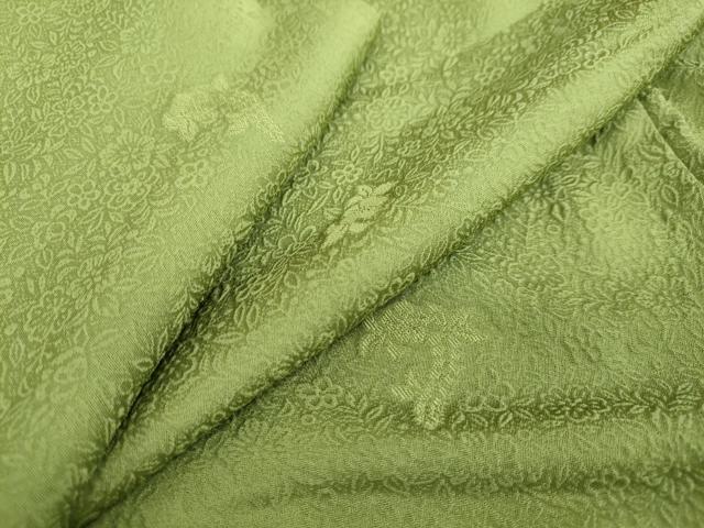 平和屋着物●上質な色無地　草花地紋　草色　さが美扱い　正絹　逸品　未使用　DAAZ7727ud