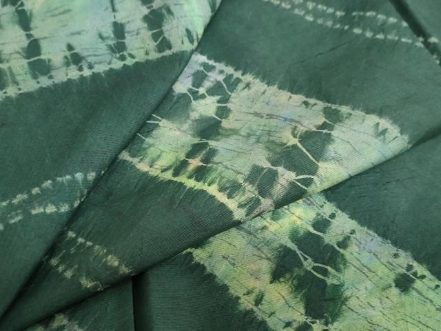 平和屋着物●上質な紬　絞り　斜縞　さが美扱い　正絹　逸品　DAAZ7736ud