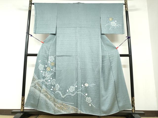 平和屋着物●訪問着　駒刺繍　絞り　花鳥文　金彩　さが美扱い　正絹　逸品　未使用　DAAZ7739ud