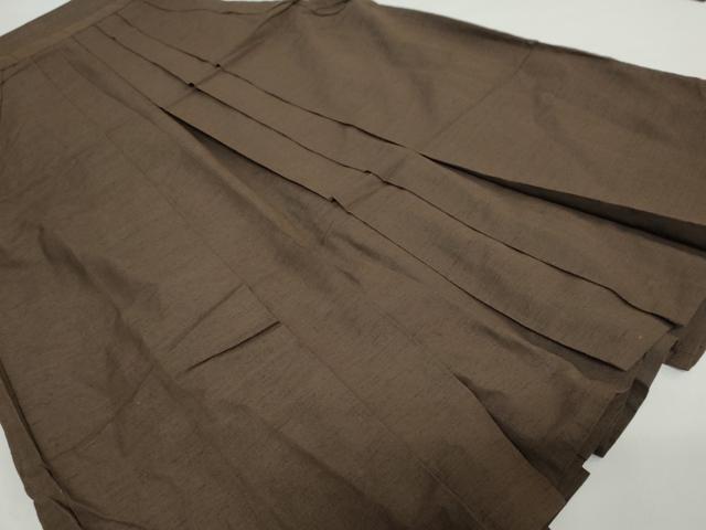 平和屋着物●男性　馬乗り袴　紬地　赤墨色　正絹　逸品　DAAZ7760ud