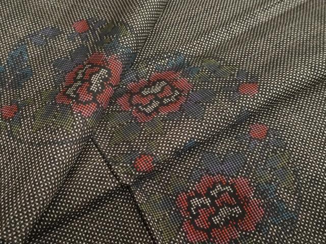 平和屋着物●本場大島紬　7マルキ　草花丸文　正絹　逸品　DAAZ7794ud