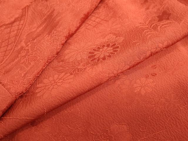 平和屋着物●上質な色無地　流水草花籬地紋　紅海老茶色　正絹　逸品　未使用　DAAZ7800ud