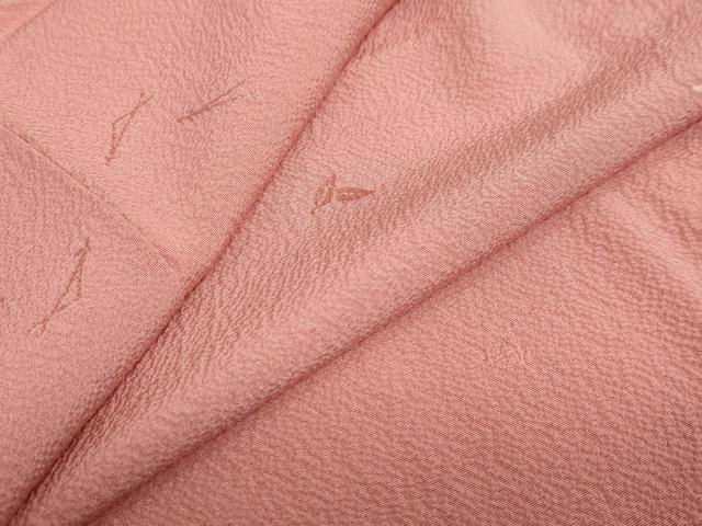 平和屋着物●上質な色無地　作家物　草花地紋　甚三紅色　高島屋扱い　正絹　逸品　DAAZ7802ud