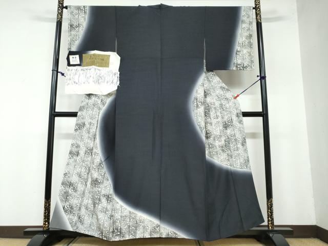 平和屋着物●訪問着　ぜんまい紬　香住織　梅染　紀裳苑　笹文　暈し染め　反端付き　正絹　逸品　DAAZ7834ud