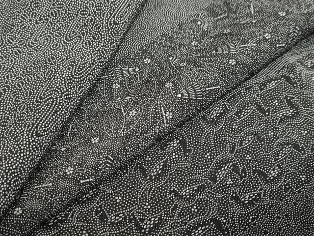 平和屋着物●江戸小紋　百柄　横段花鳥文　正絹　逸品　DAAZ7842ud