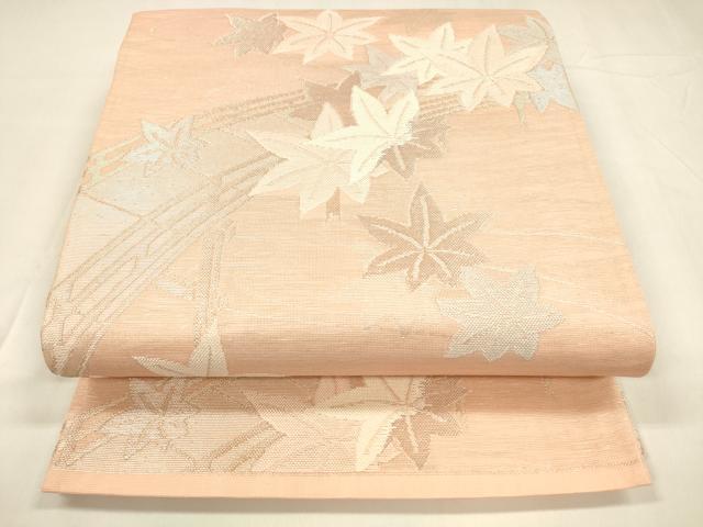 平和屋着物＊夏物　六通柄袋帯　渡橋竜田川　銀糸　正絹　逸品　DABA0003cm