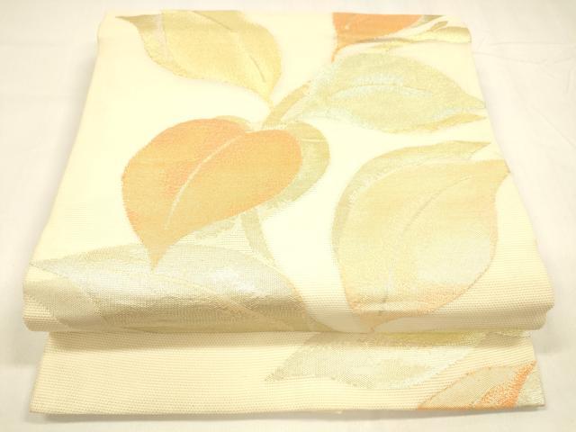 平和屋着物＊夏物　九寸名古屋帯　枝葉文　金銀糸　正絹　逸品　DABA0020cm