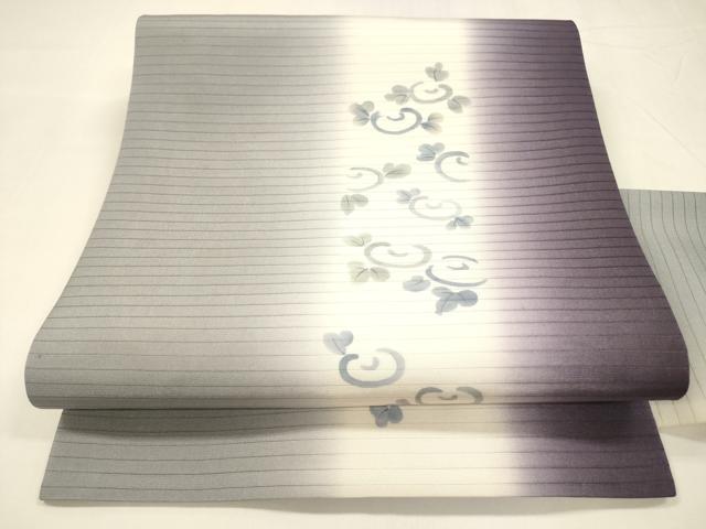 平和屋着物＊夏物　絽塩瀬　九寸名古屋帯　草花文　正絹　逸品　DABA0042cm