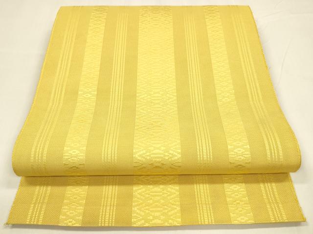 平和屋着物＊夏物　本場筑前博多織　八寸名古屋帯　紗献上　支子色　正絹　逸品　DABA0045cm