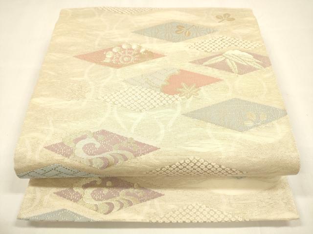 平和屋着物＊夏物　六通柄袋帯　みずおと　金糸　正絹　逸品　DABA0063cm