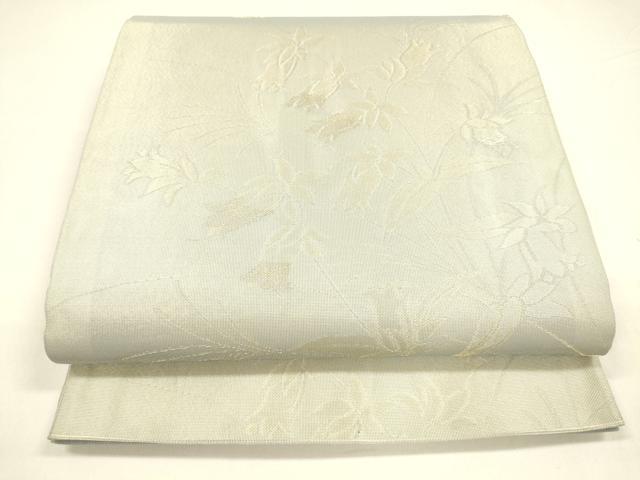 平和屋着物＊夏物　六通柄袋帯　草花文　金糸　正絹　逸品　DABA0065cm