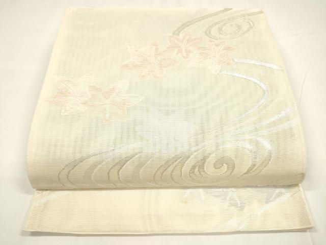 平和屋着物＊夏物　六通柄袋帯　竜田川　銀糸　正絹　逸品　DABA0071cm