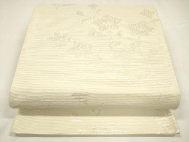 平和屋着物＊夏物　六通柄袋帯　草花文　銀糸　正絹　逸品　DABA0081cm