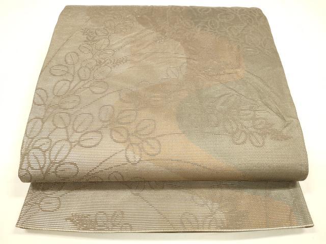 平和屋着物＊夏物　六通柄袋帯　草葉文　金銀糸　引箔　正絹　逸品　DABA0096cm