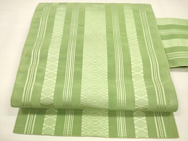平和屋着物＊夏物　本場筑前博多織　つけ帯　紗献上　若葉色　正絹　逸品　DABA0107cm