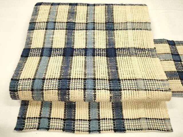 平和屋着物＊夏物　八寸名古屋帯　格子　DABA0114cm