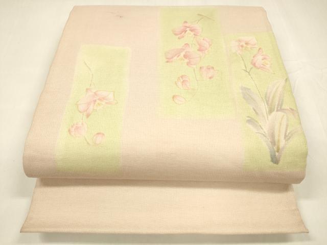 平和屋着物＊夏物　太鼓柄袋帯　枝花文　正絹　逸品　DABA0115cm